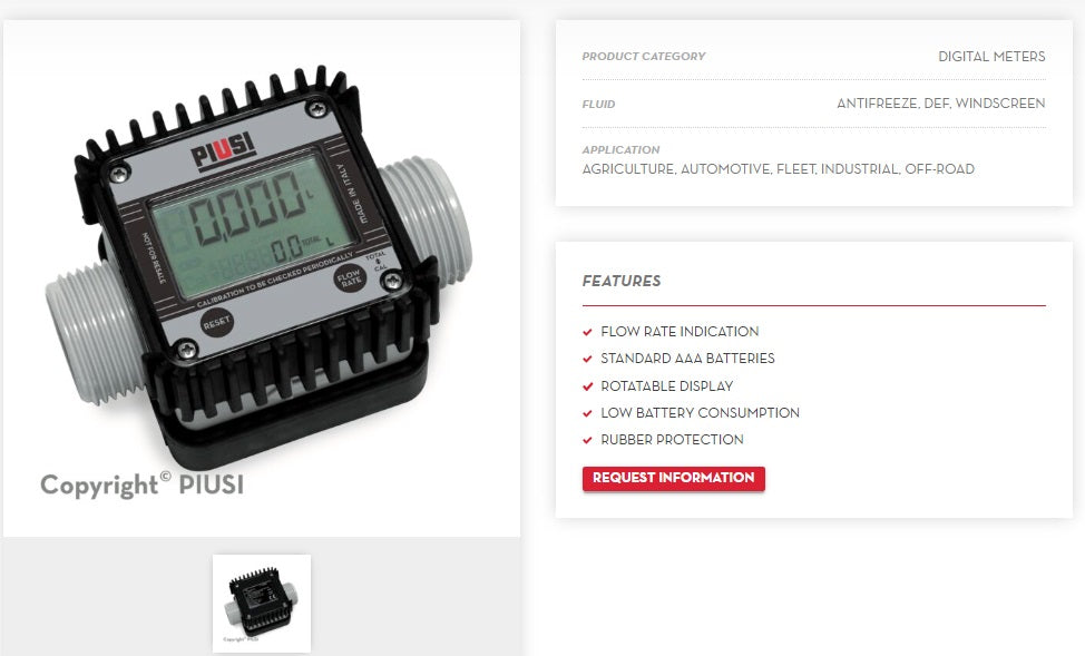 Piusi AdBlue Flow Meter – Main Power Hydraulics Online Store